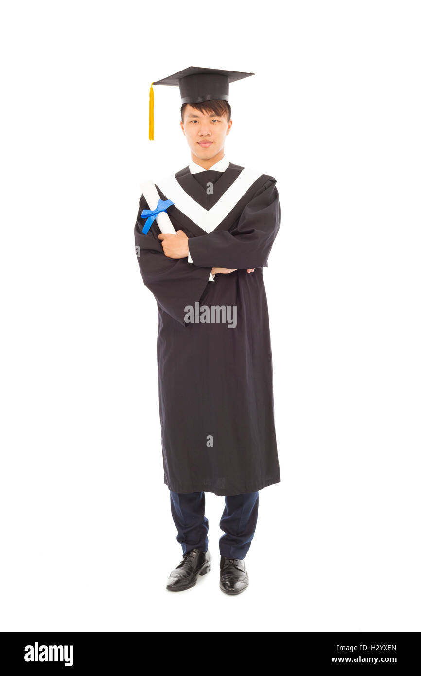 Full length of happy graduating student Stock Photo - Alamy