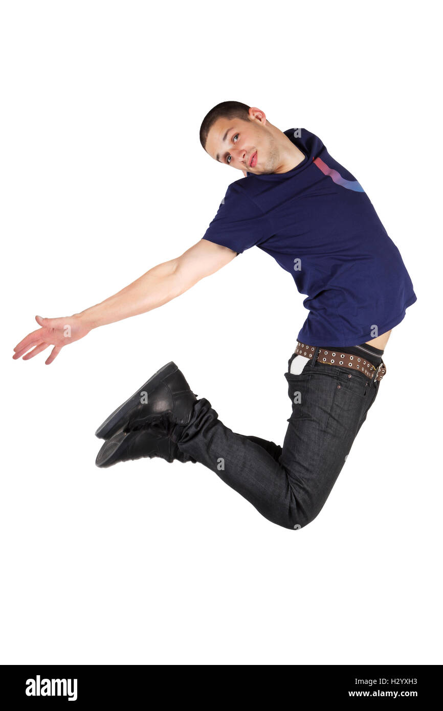 Young man jumping Stock Photo - Alamy