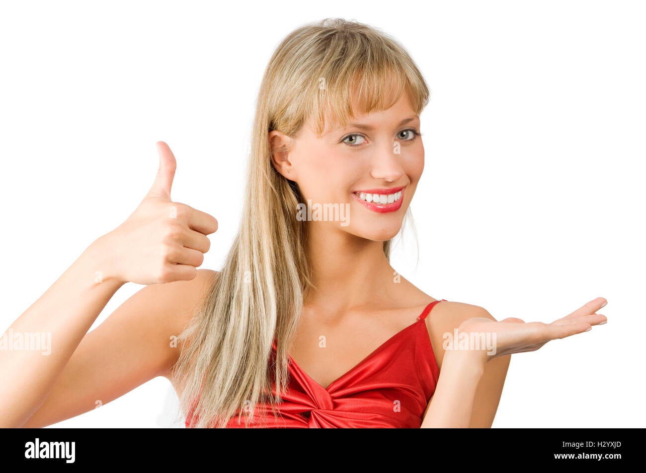 the blond presenter Stock Photo - Alamy