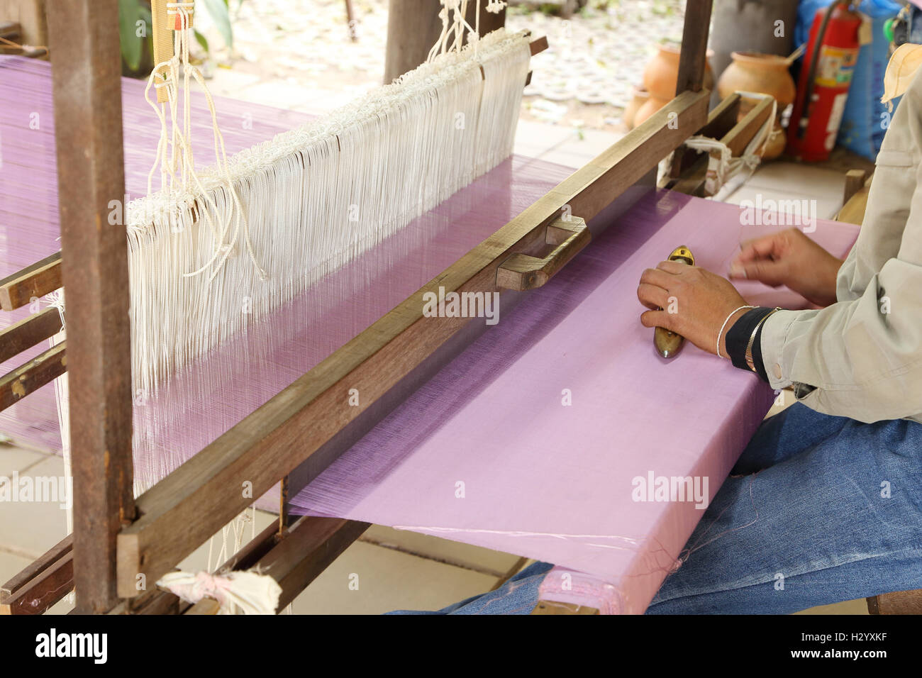 traditional thai loom at work Stock Photo - Alamy