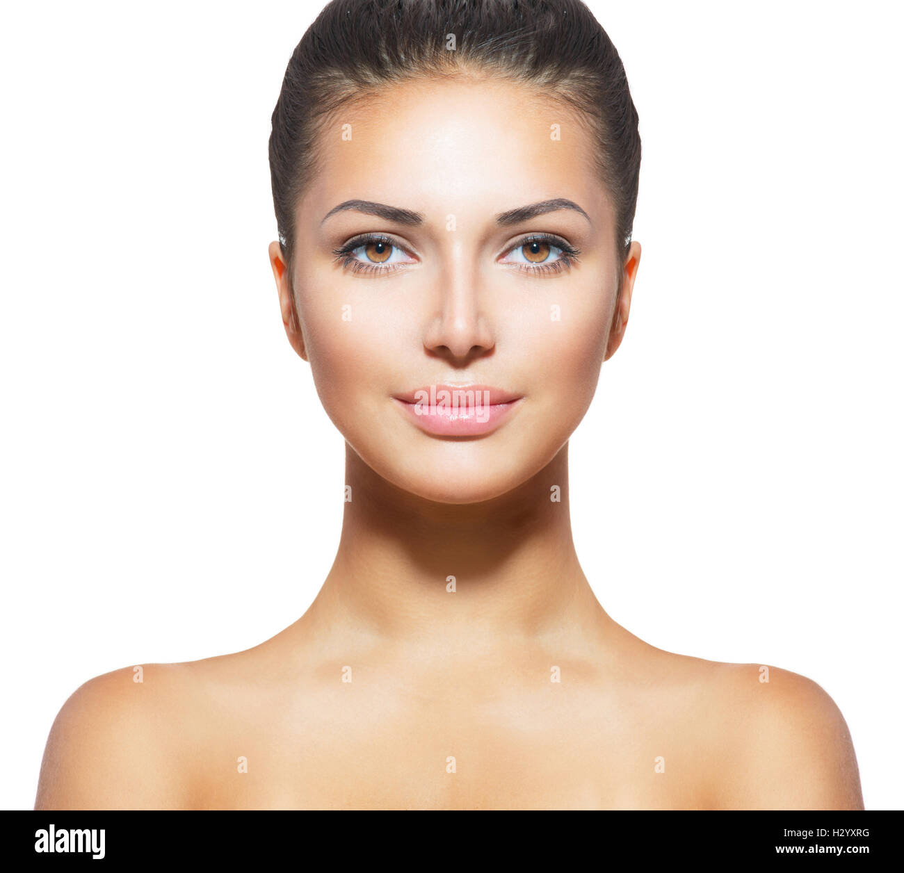 Beautiful Face of Young Woman with Clean Fresh Skin Stock Photo - Alamy