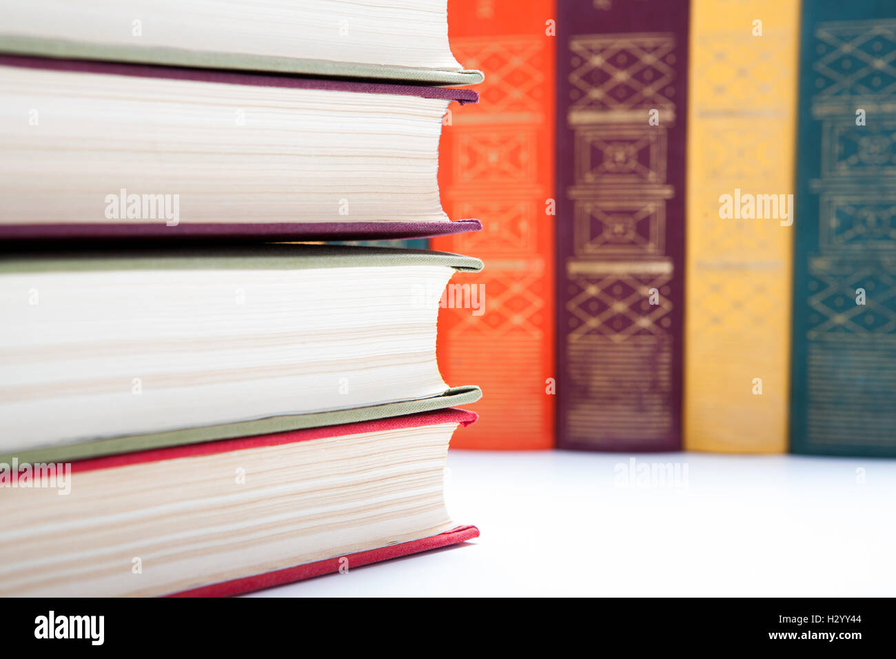 stack of books closeup Stock Photo - Alamy