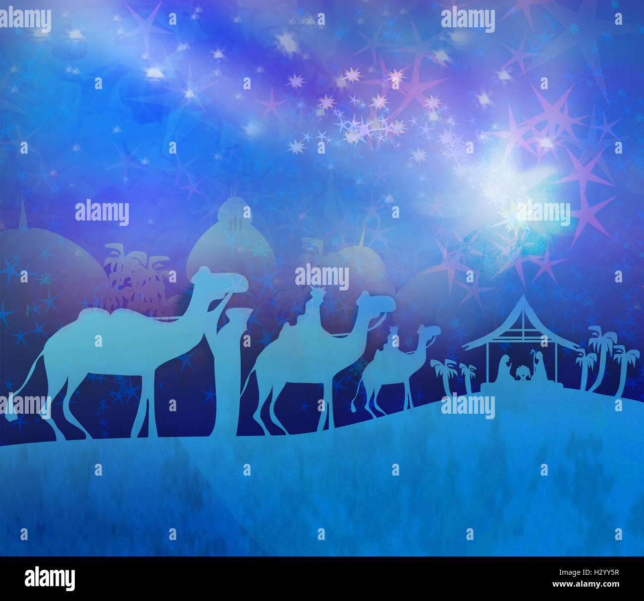 Biblical scene - birth of Jesus in Bethlehem Stock Photo - Alamy