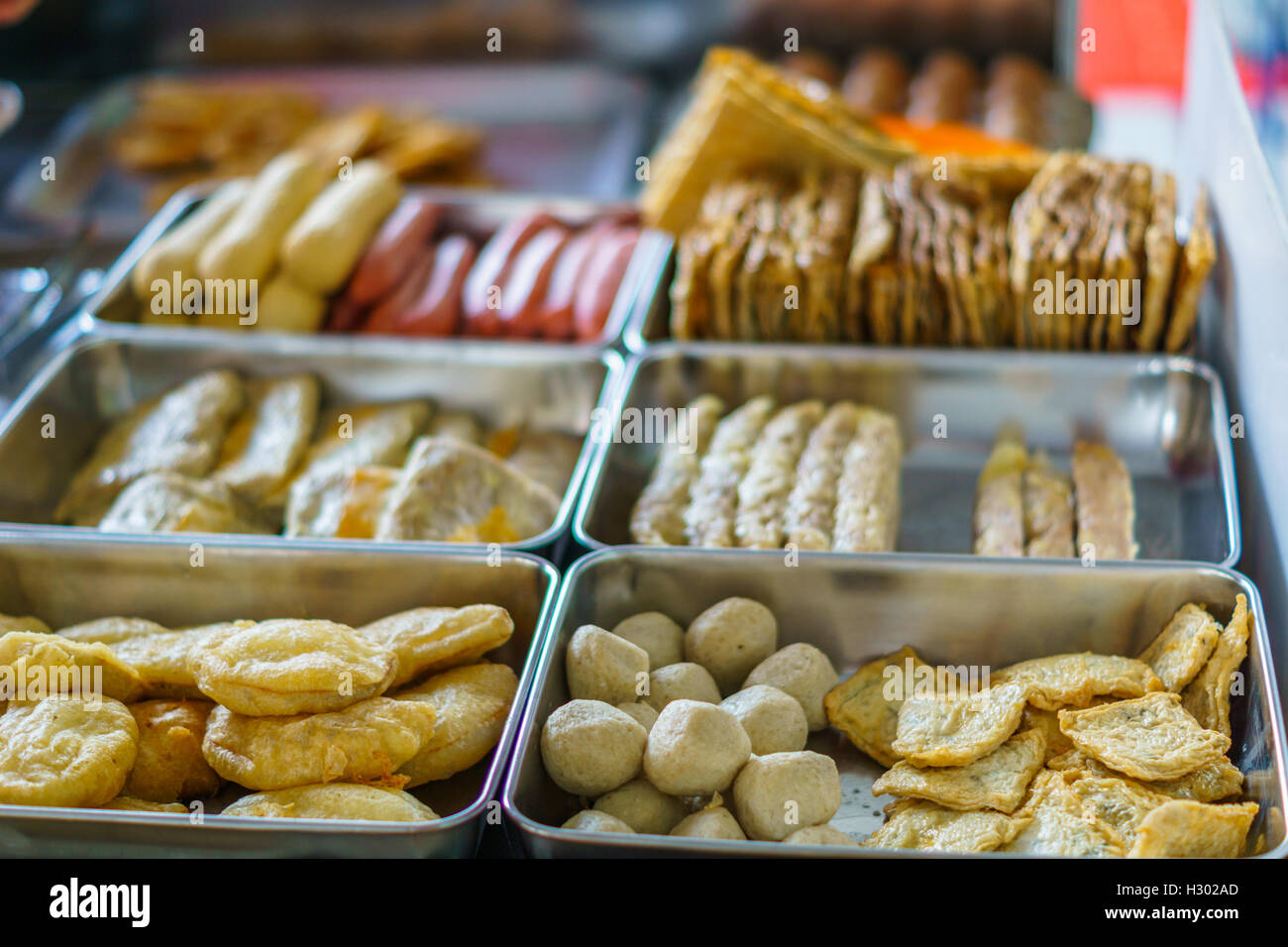 Chinese street snack at street food stall in China town in Malaysia ...