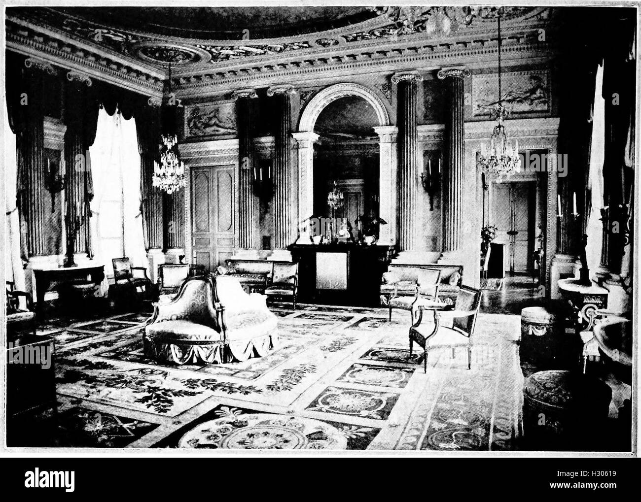 This collection of interior illustrations from 1915 presents detailed ...