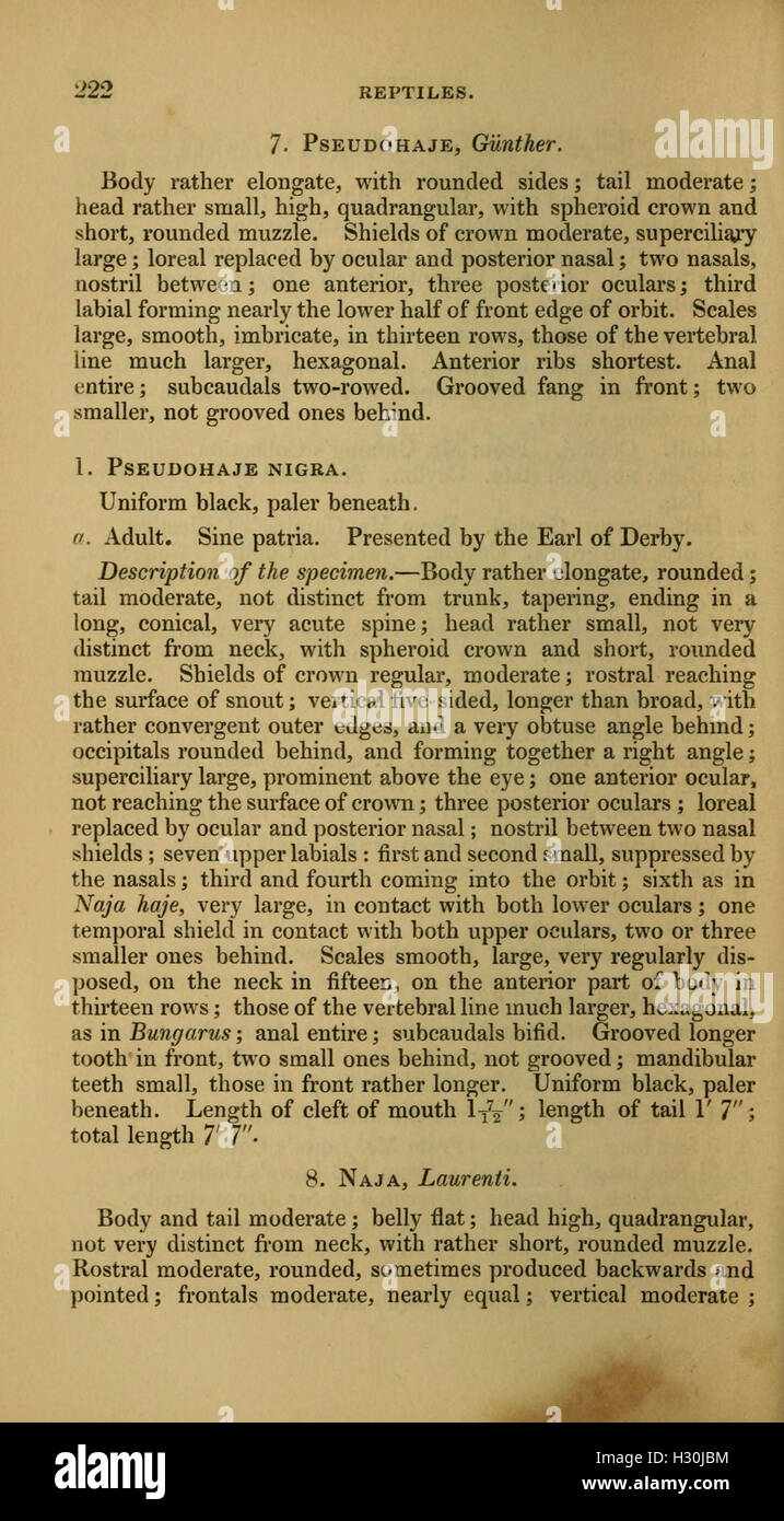 This catalogue lists and describes the various species of colubrine ...