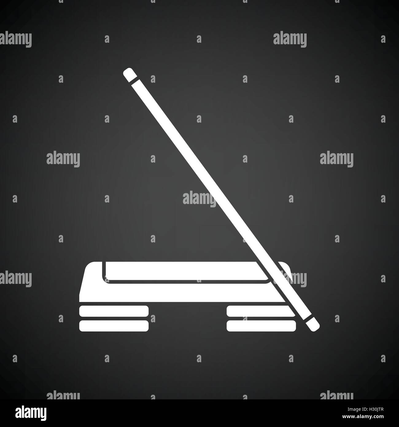 Step board and stick icon. Black background with white. Vector ...