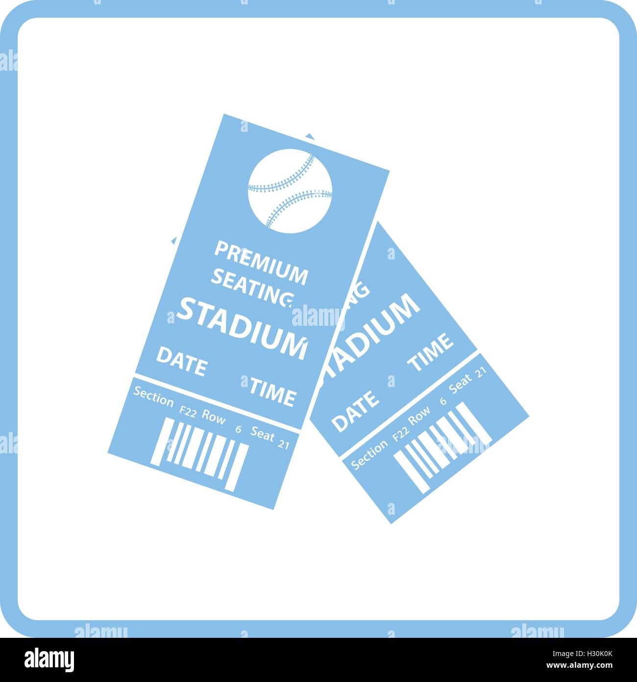 Baseball tickets icon. Blue frame design. Vector illustration Stock ...
