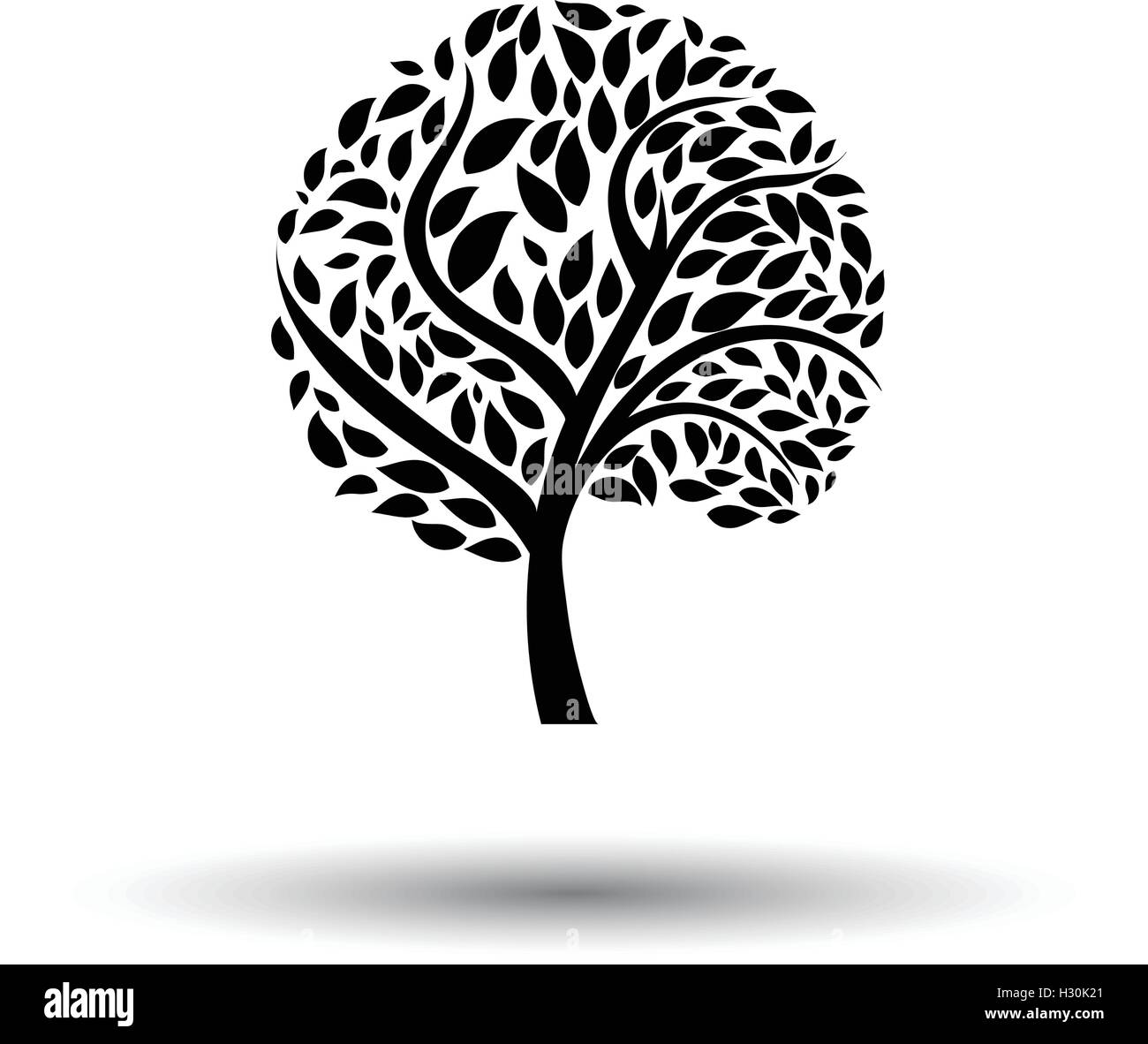 Ecological tree leaves icon. White background with shadow design ...