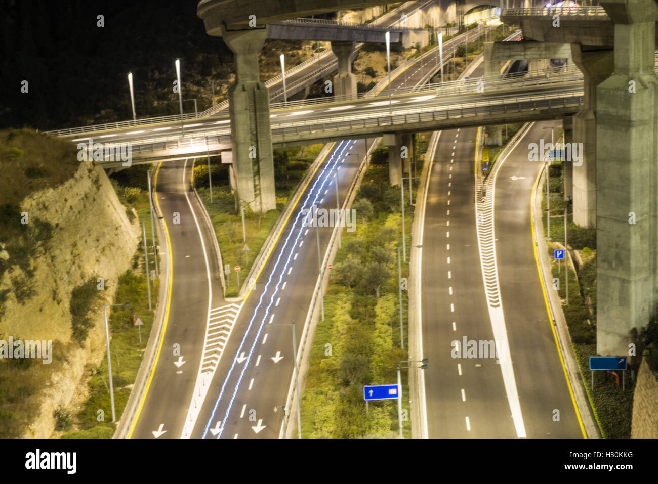 an interchange by night Stock Photo - Alamy