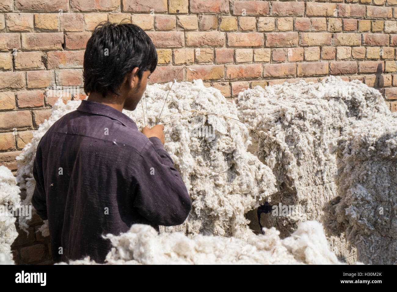 Teenage boy working in a cotton mill Multan Pakistan Stock Photo - Alamy