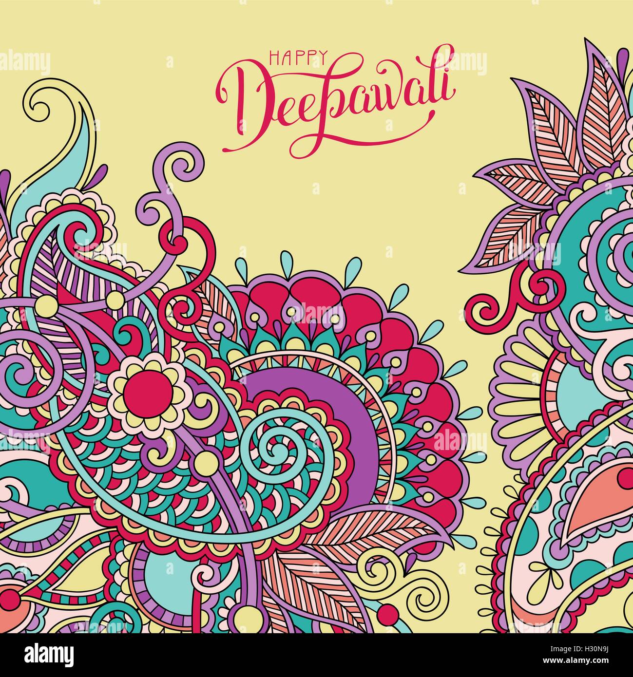 Happy Deepawali greeting card with hand written inscription Stock ...