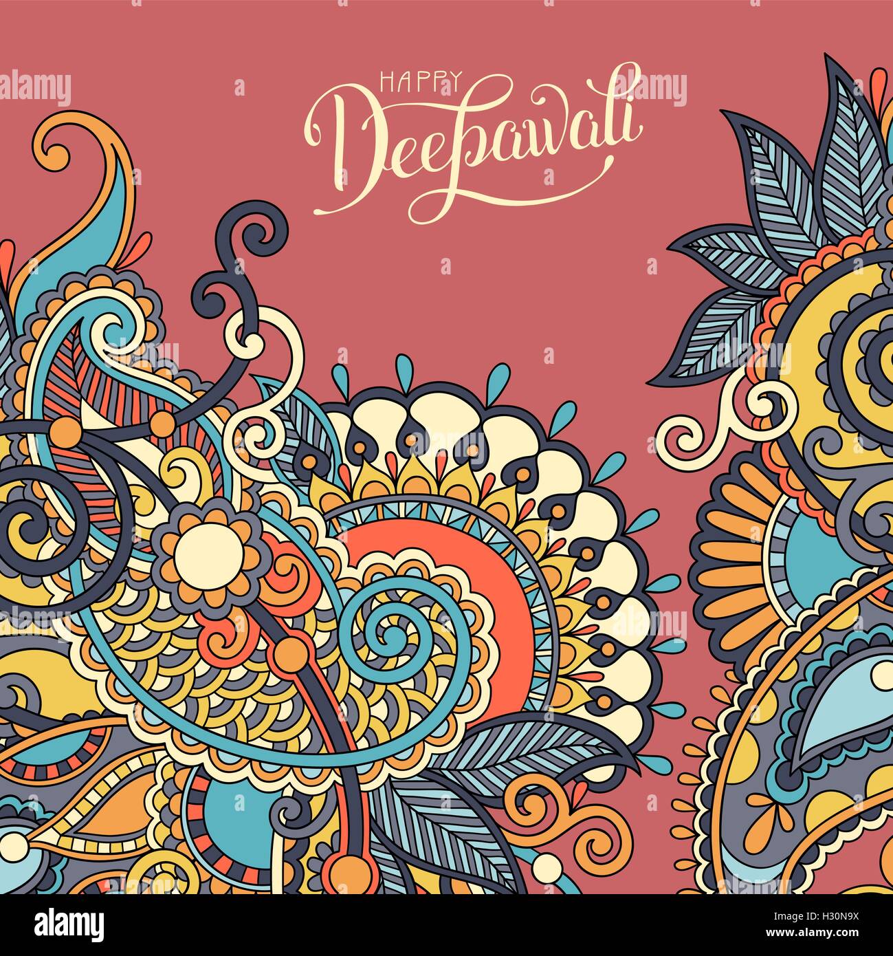 Happy Deepawali greeting card with hand written inscription Stock ...