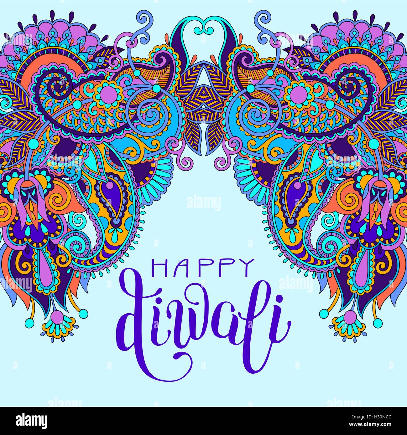 Happy Deepawali greeting card with hand written inscription Stock ...