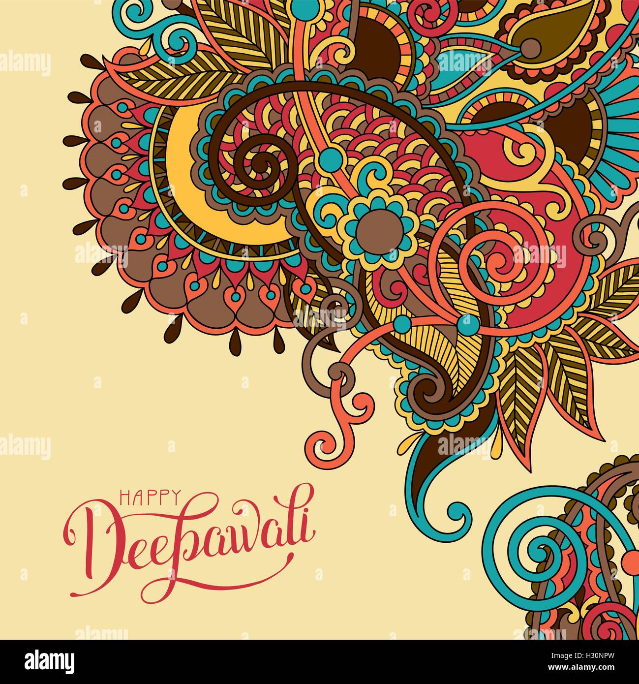 Happy Deepawali greeting card with hand written inscription Stock ...