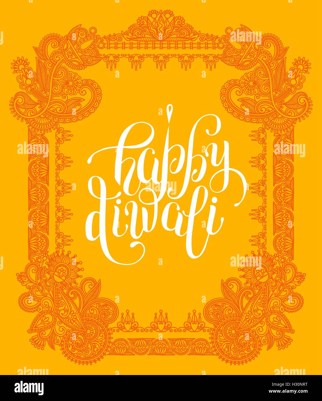 Happy Diwali greeting card with paisley ornamental frame design Stock ...