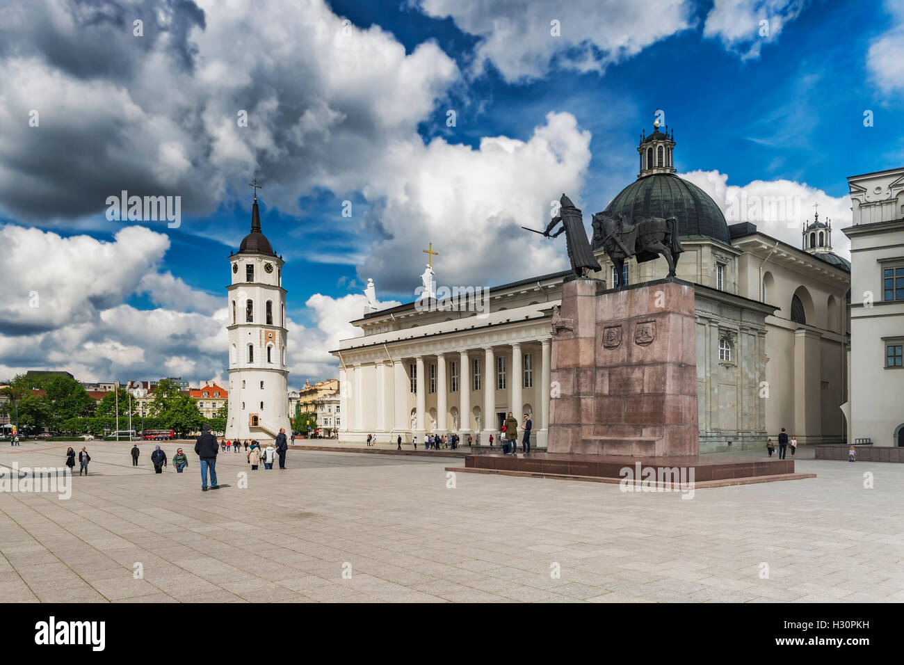 The Cathedral Square with the Vilnius Cathedral and the free-standing ...