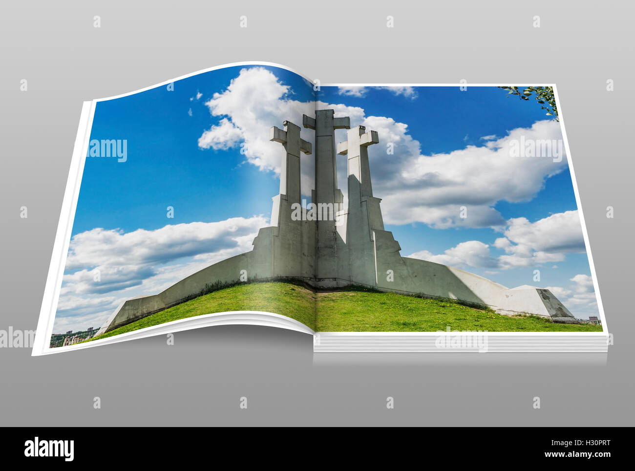 The Hill of three crosses is a landmark of the city of Vilnius ...
