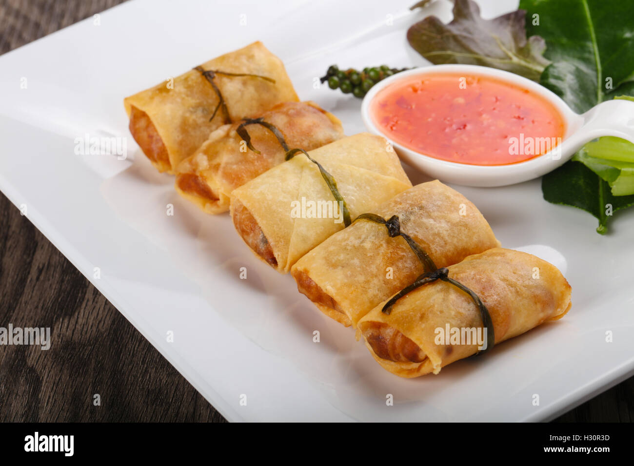 Traditional Asian spring roll with shrimps and vegetables Stock Photo ...