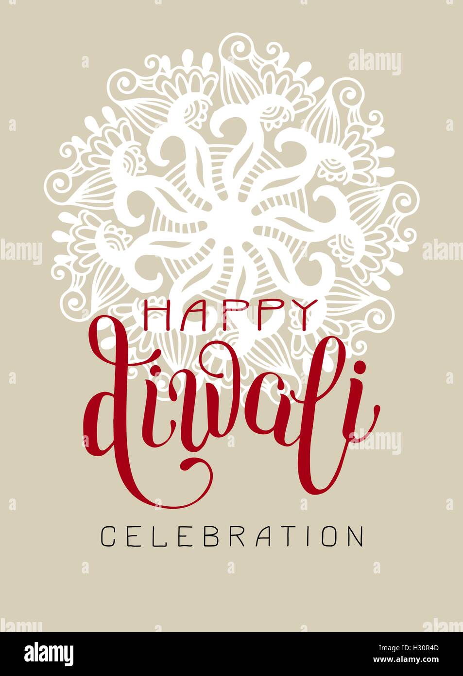 Happy Diwali greeting card with hand written inscription to indi Stock ...