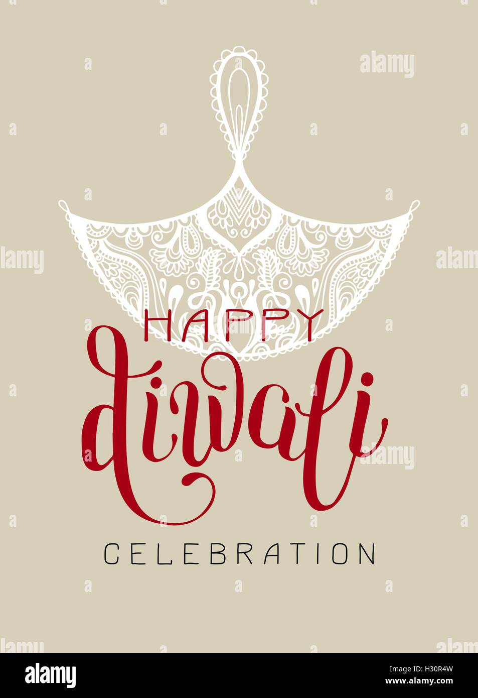 Happy Diwali greeting card with hand written inscription to indi Stock ...