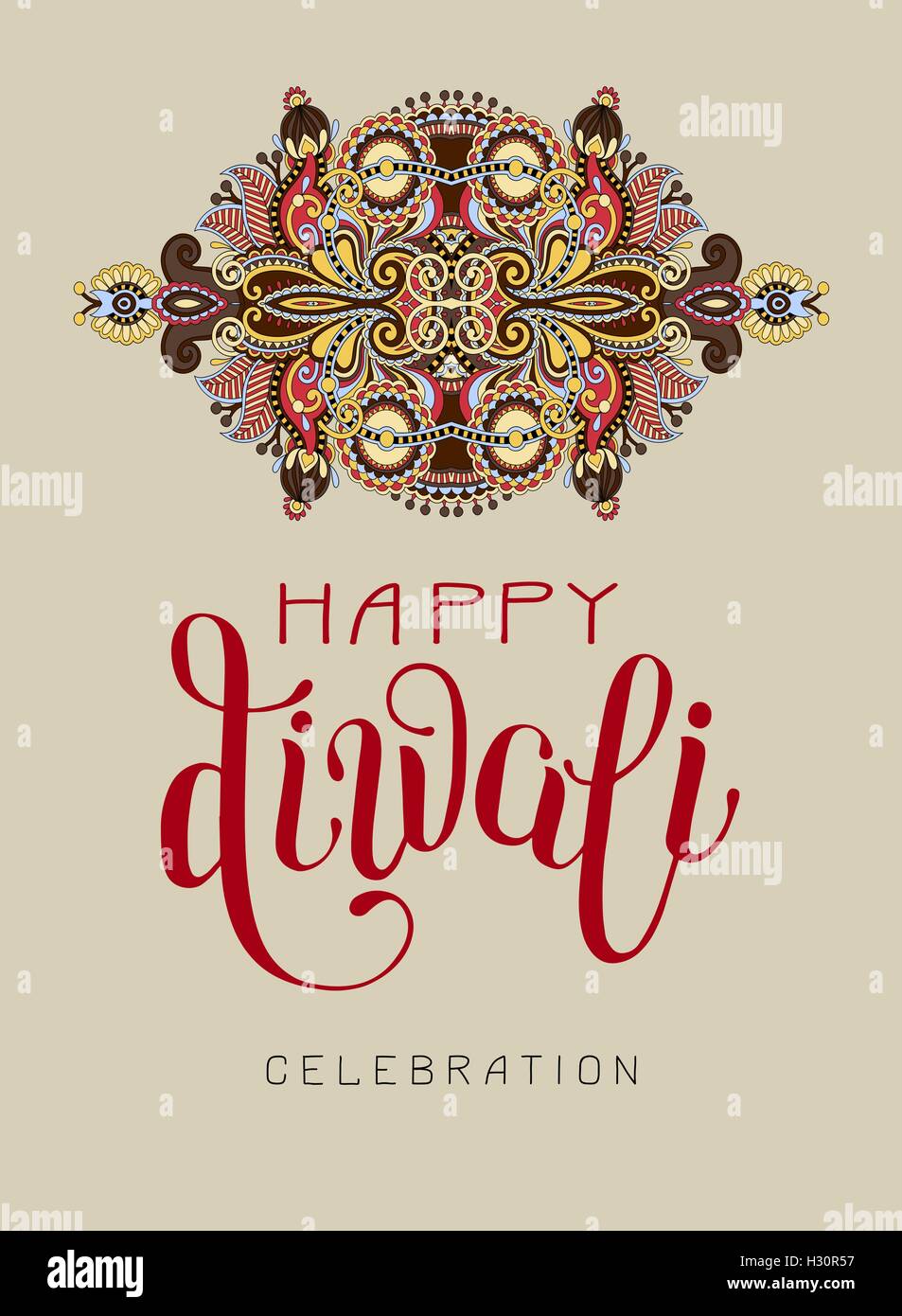 Happy Diwali greeting card with hand written inscription to indi Stock ...