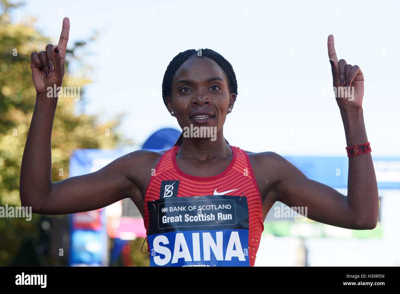 Kenyan athlete betsy saina celebrates hi-res stock photography and ...