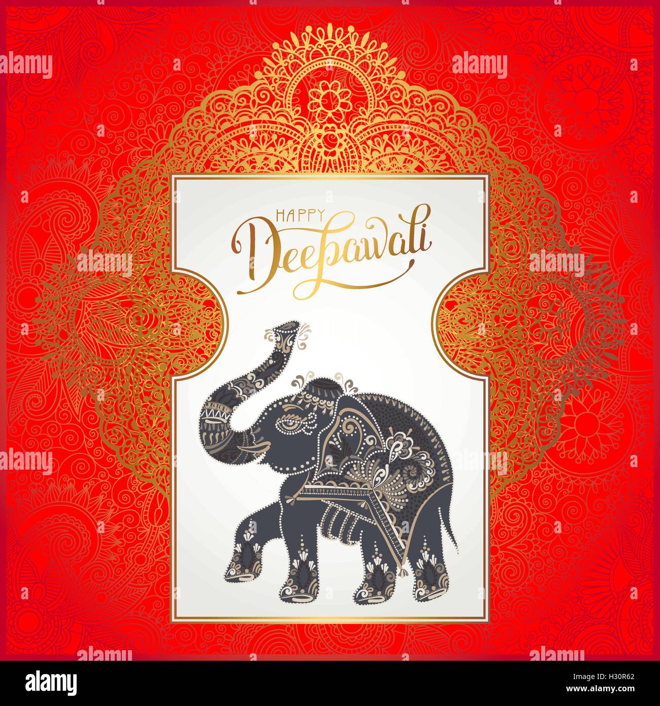 Happy Deepawali greeting card with hand written inscription and Stock ...