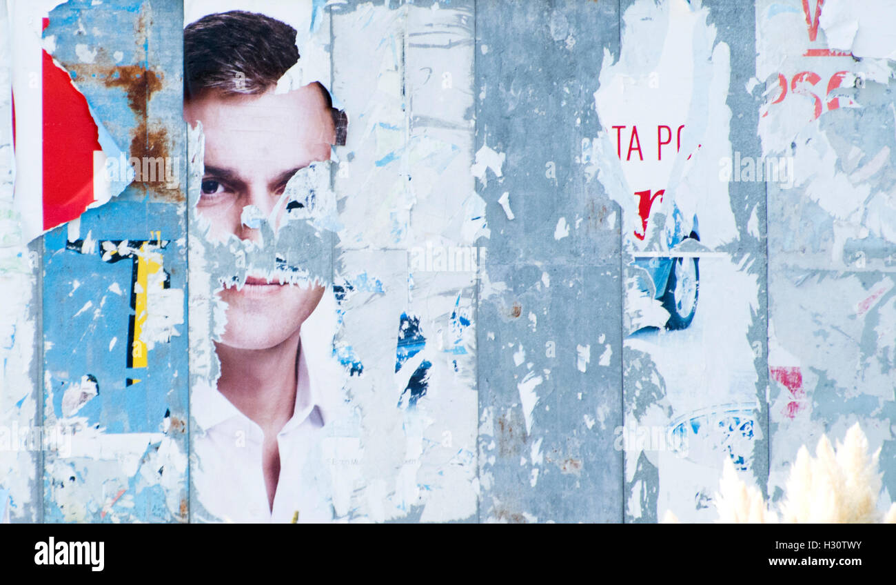 Lugones, Spain. 2nd October, 2016. Political campaign posters of former ...