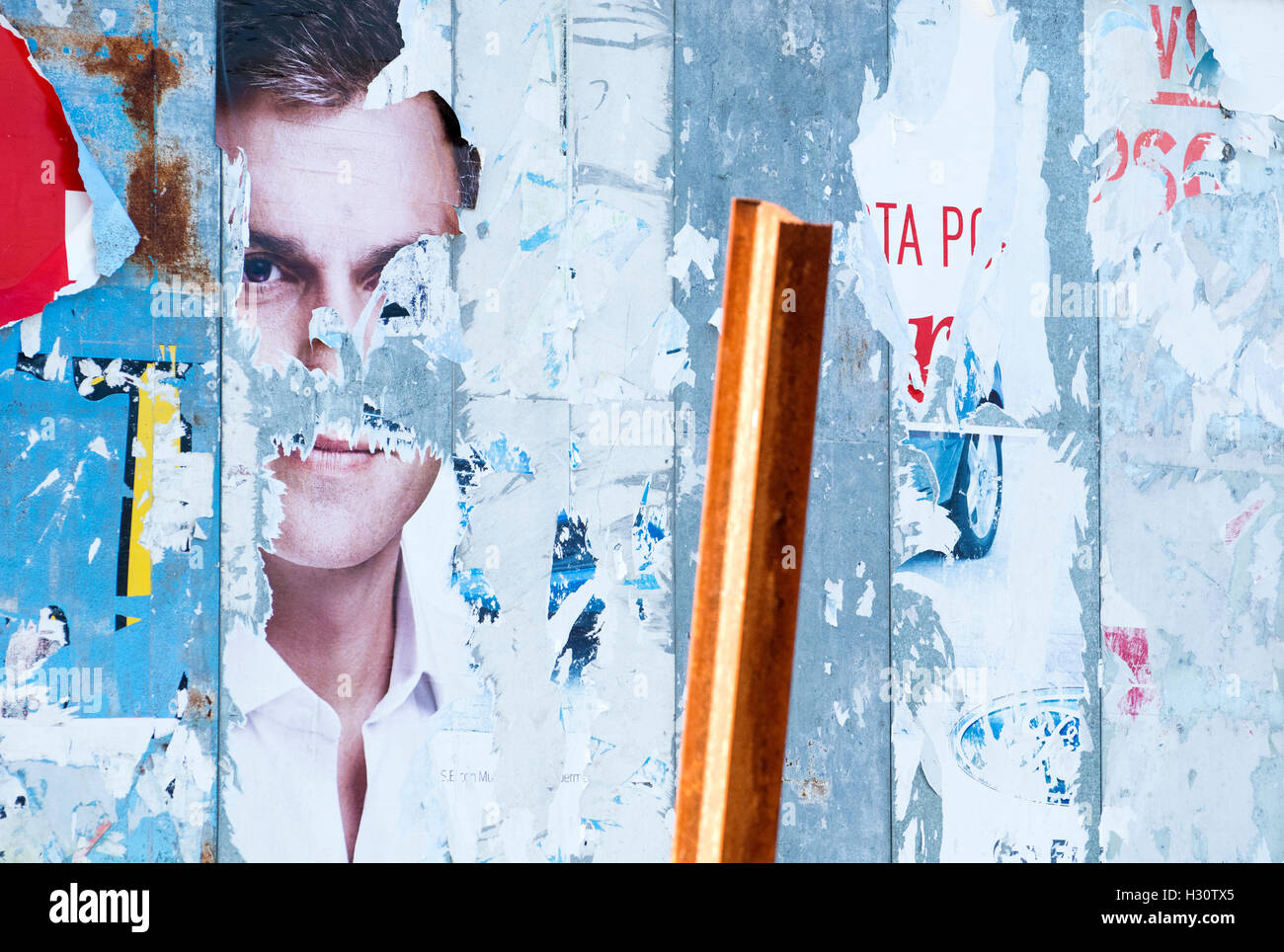 Lugones, Spain. 2nd October, 2016. Political campaign posters of former ...