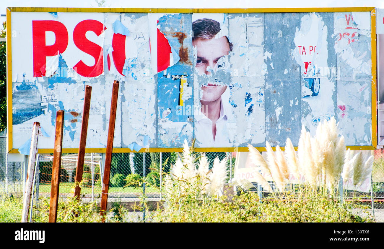 Lugones, Spain. 2nd October, 2016. Political campaign posters of former ...