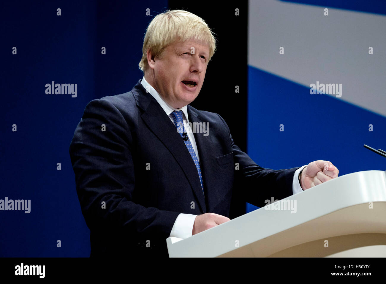 Boris johnson speaking at the conservative conference hi-res stock ...