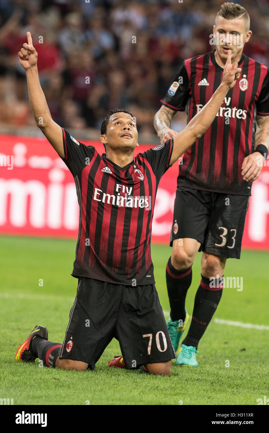 Carlos bacca milan celebrates scoring hi-res stock photography and ...
