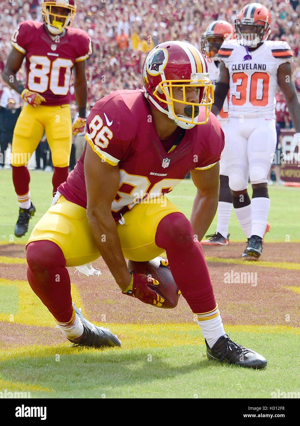 Washington Redskins tight end Jordan Reed (86) celebrates his first ...