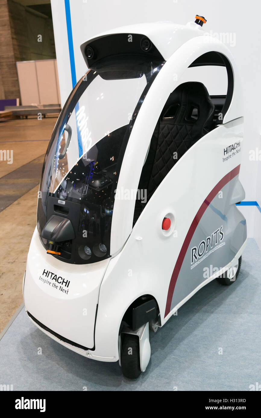 Tokyo, Japan. 3rd Oct, 2016. Hitachi's Ropits Self-Drive Vehicle on ...