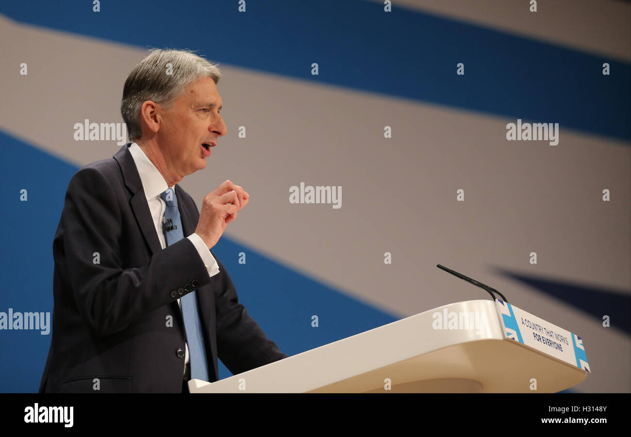 Birmingham, Uk. 3rd October, 2016. Philip Hammond Mp Chancellor Of The ...
