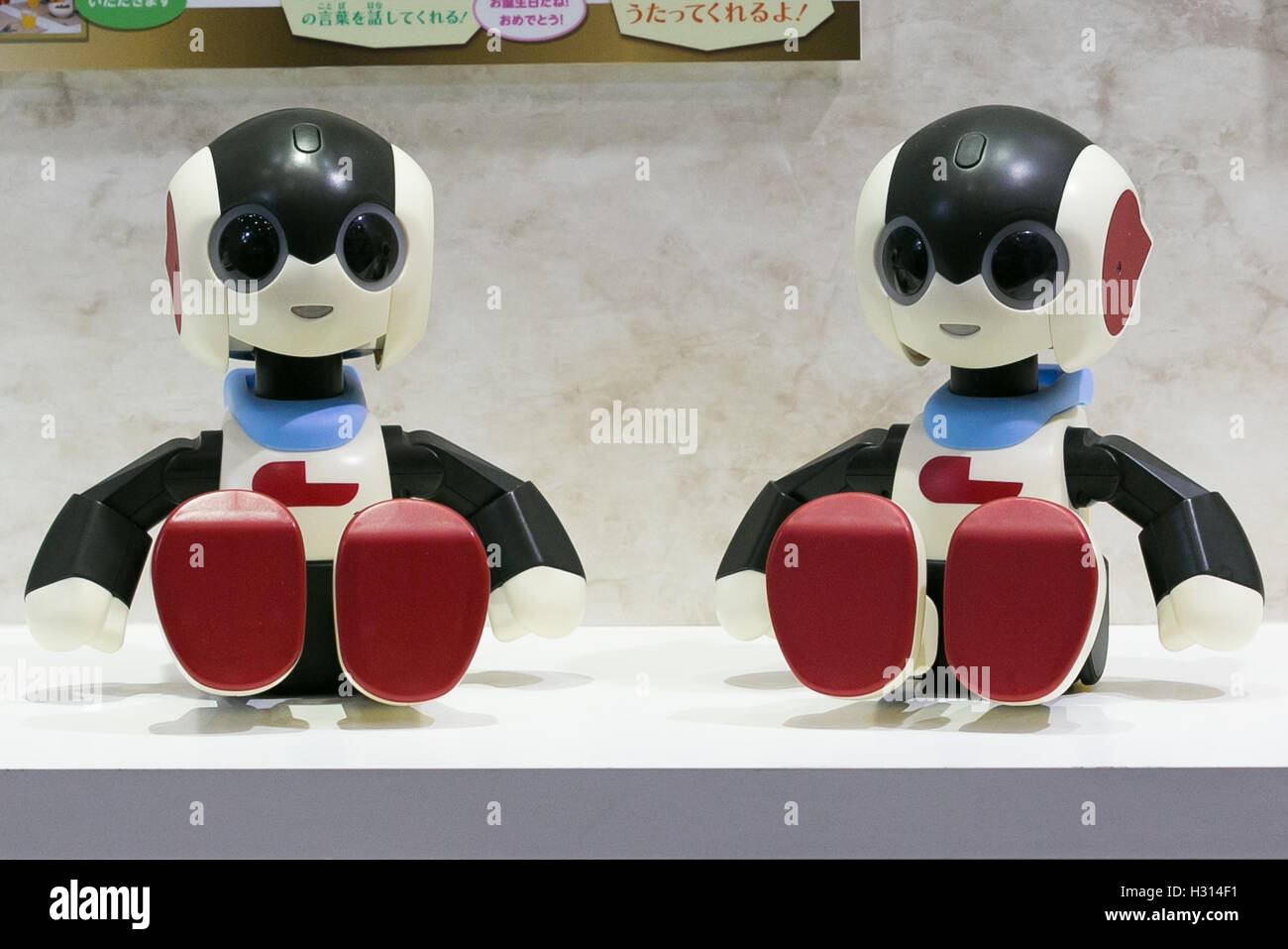 Tokyo, Japan. 3rd Oct, 2016. Robots Robi Jr on display at CEATEC Japan ...