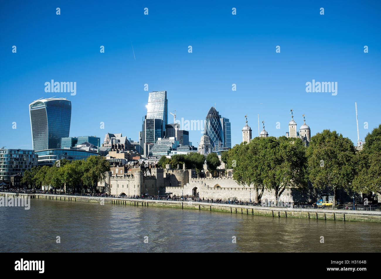 London UK, 3rd October 2016. Sun shines on the City of London. Here are ...