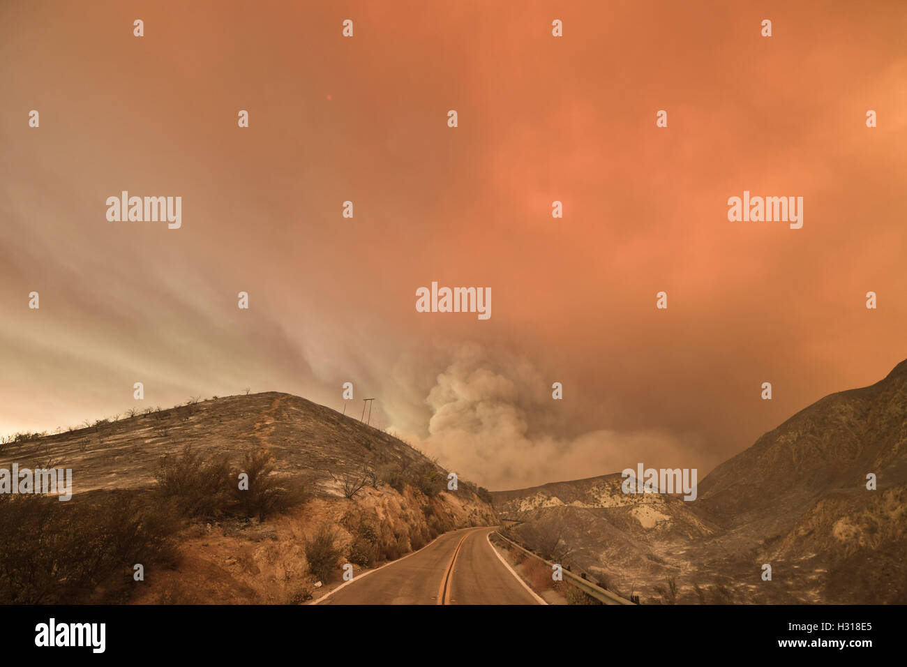 Los Angeles, CA, USA. 23rd July, 2016. The Sand Fire burns in the ...