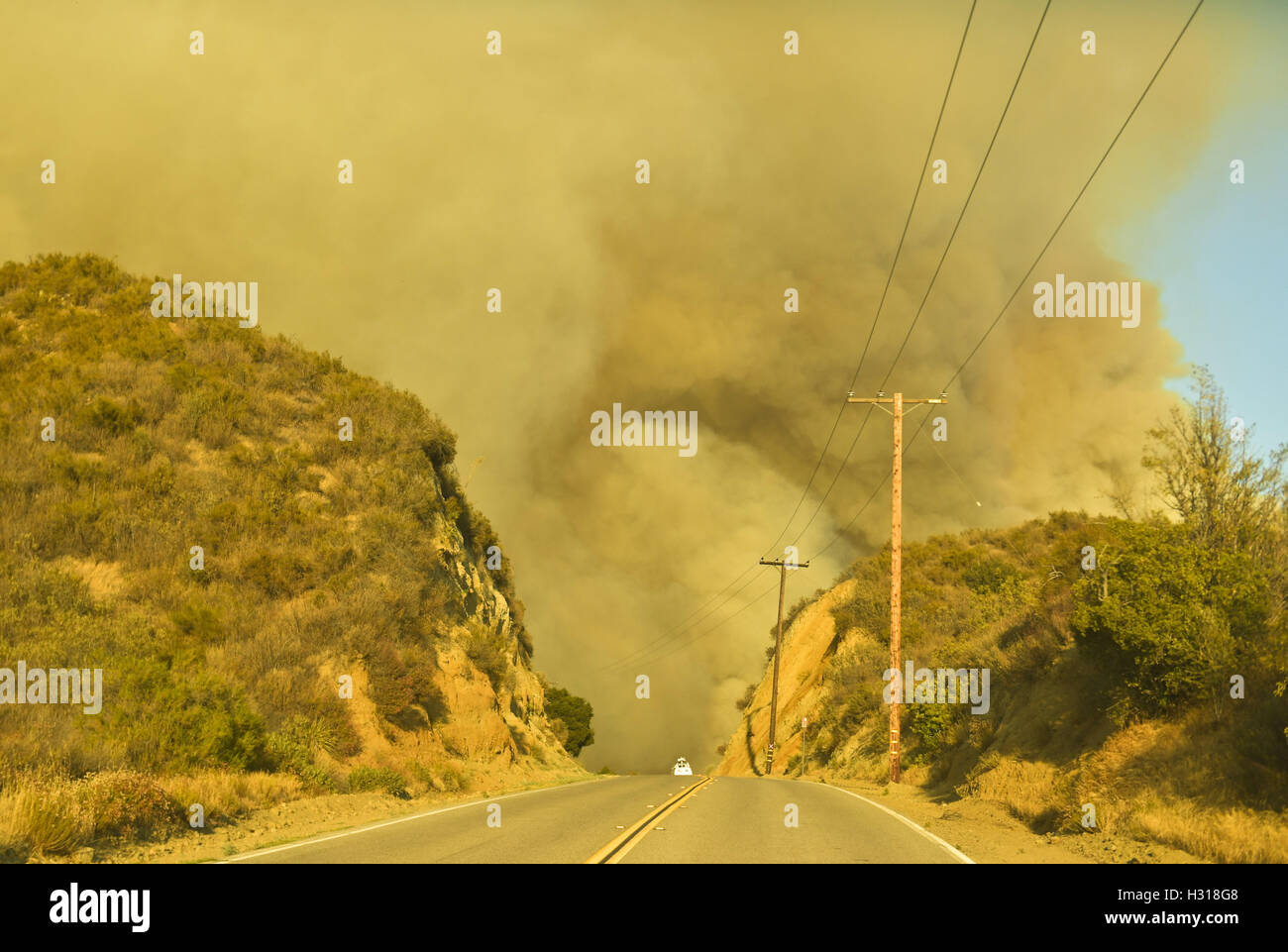 Los Angeles, CA, USA. 24th July, 2016. The Sand Fire burns in the ...