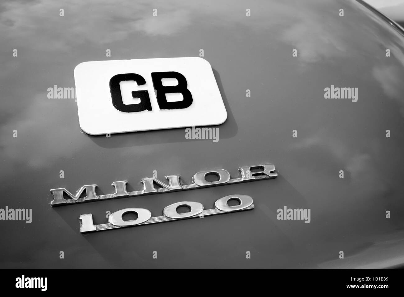A Morris Minor 1000 car badge Stock Photo - Alamy