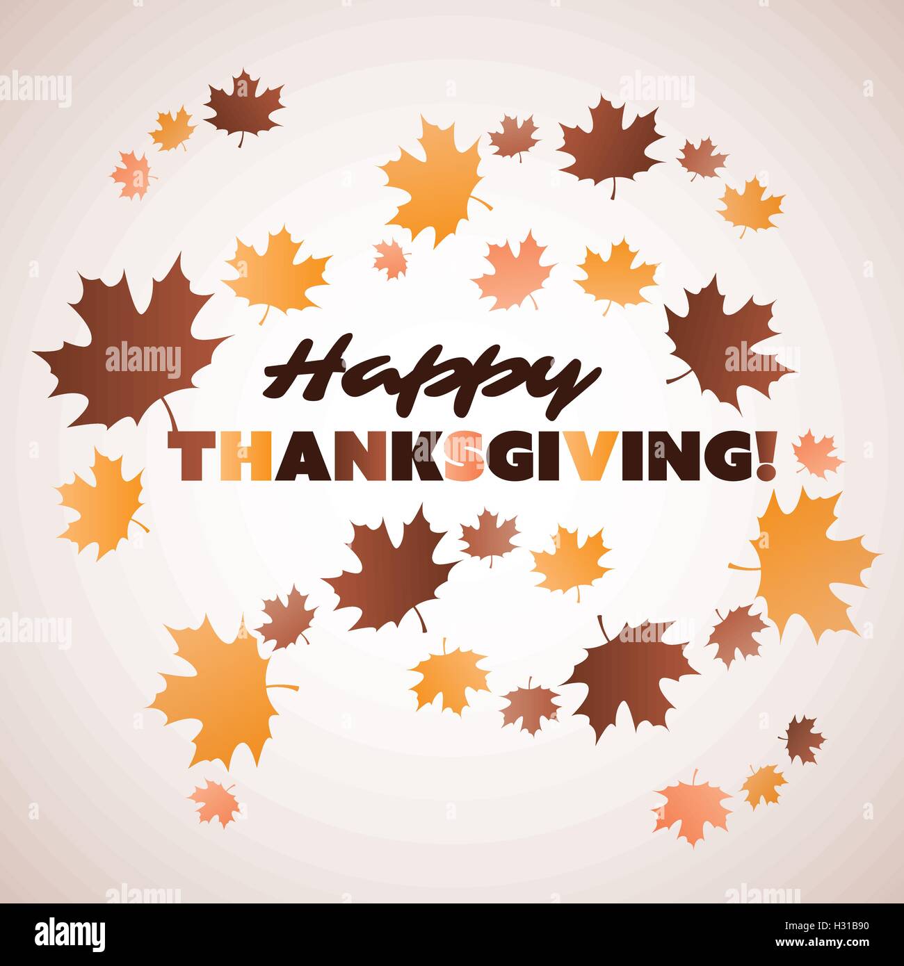 Happy Thanksgiving Card Design Template with Scattered Fallen Autumn ...