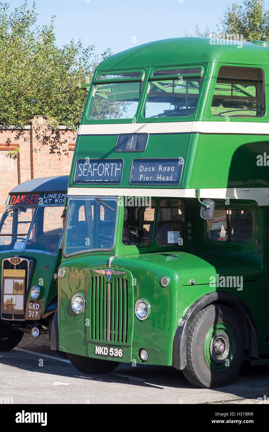 Vintage Bus on display at Bus Show Stock Photo - Alamy