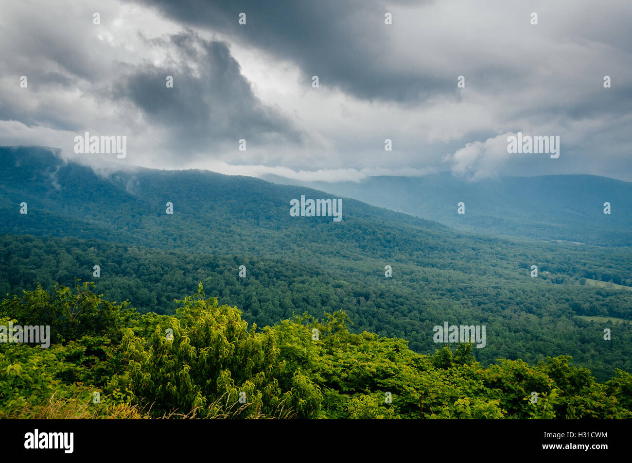 Dark clouds over the Blue Ridge Mountains in Shenandoah National Park ...