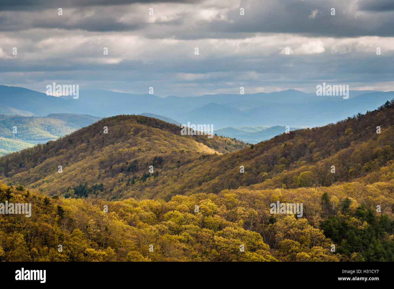 Early spring view of the Blue Ridge Mountains in Shenandoah National ...