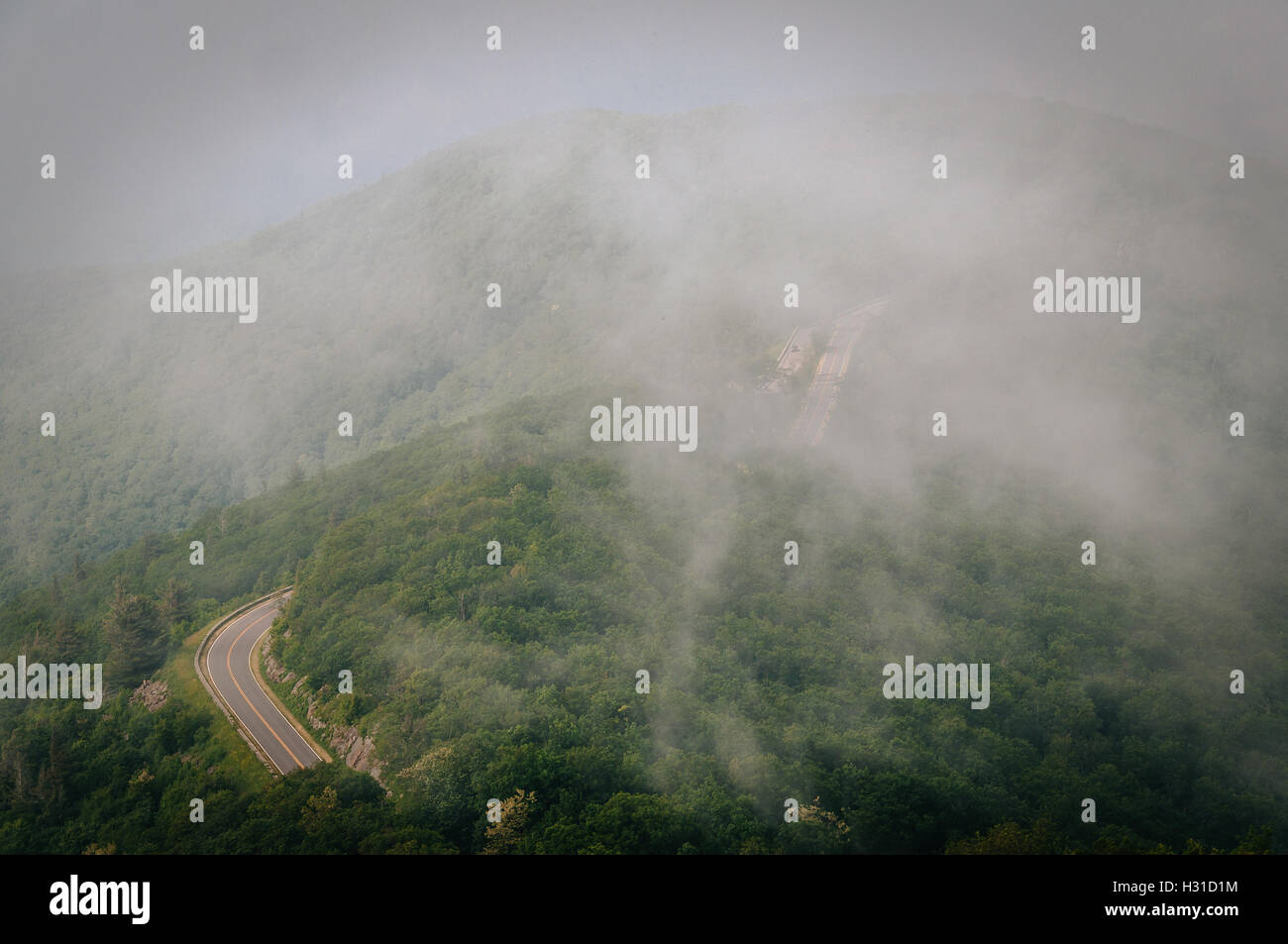 Fog over the Blue Ridge Mountains, seen from Little Stony Man Cliffs in ...