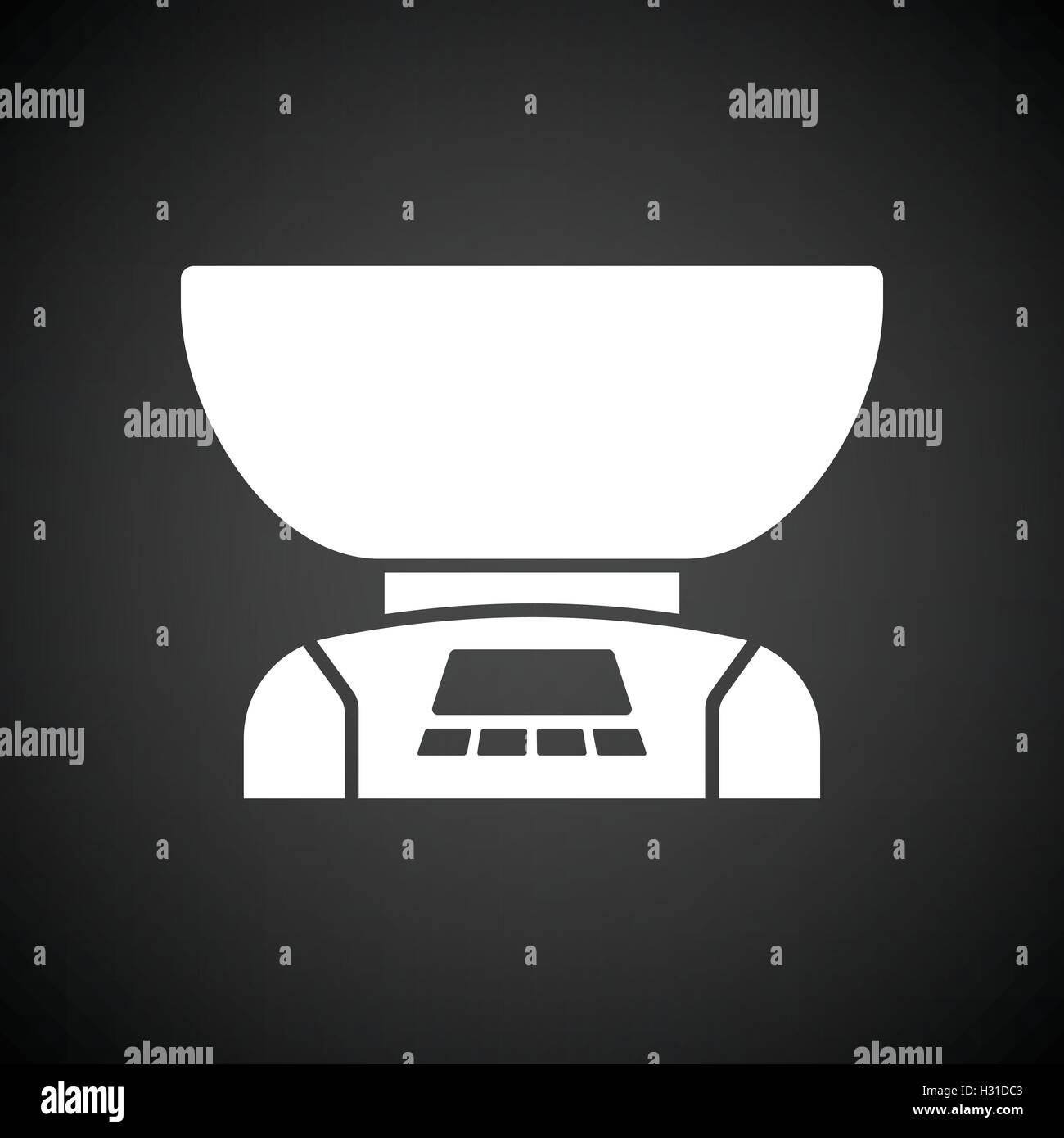 Kitchen electric scales icon. Black background with white. Vector ...