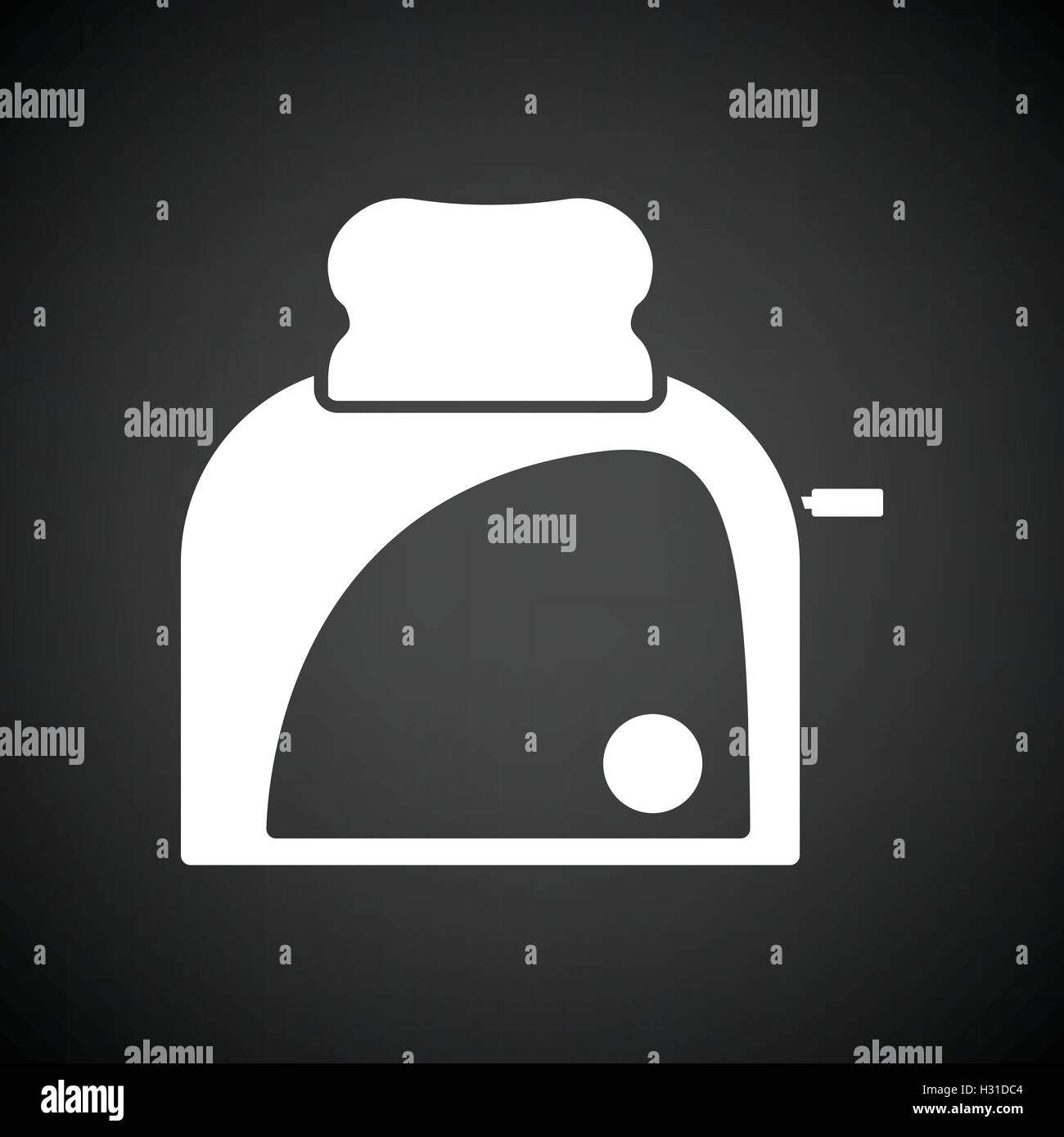 Kitchen toaster icon. Black background with white. Vector illustration ...