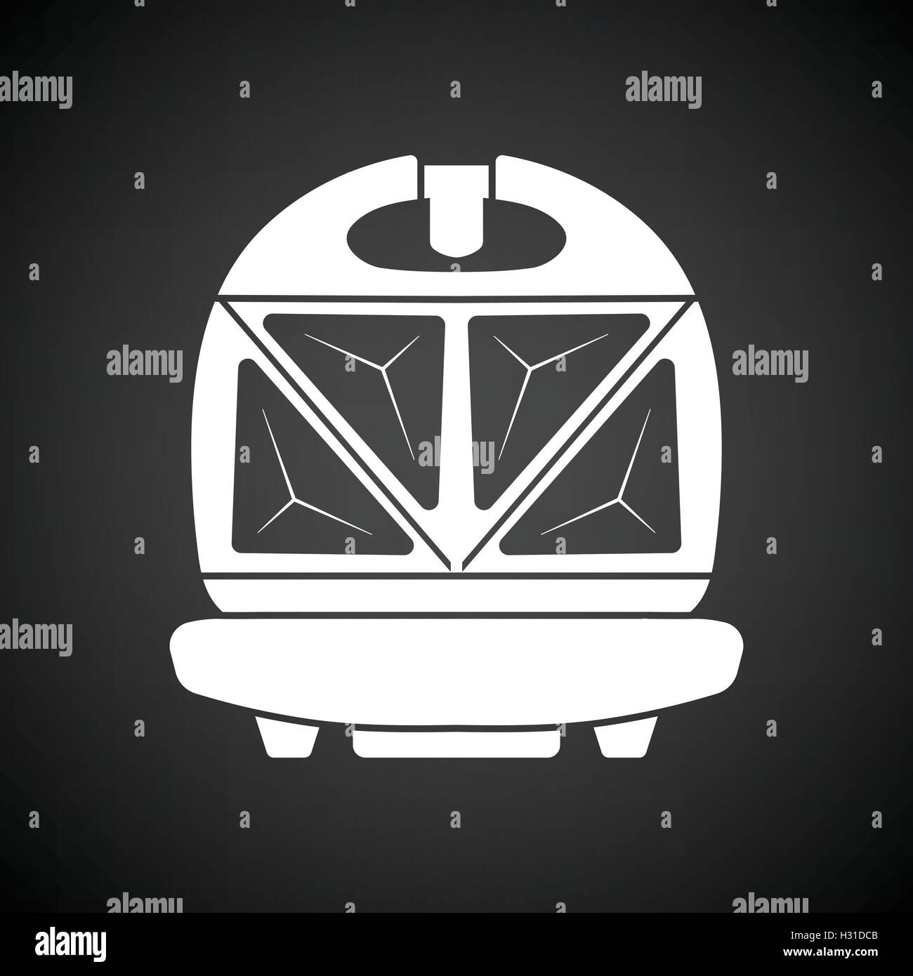 Kitchen sandwich maker icon. Black background with white. Vector ...