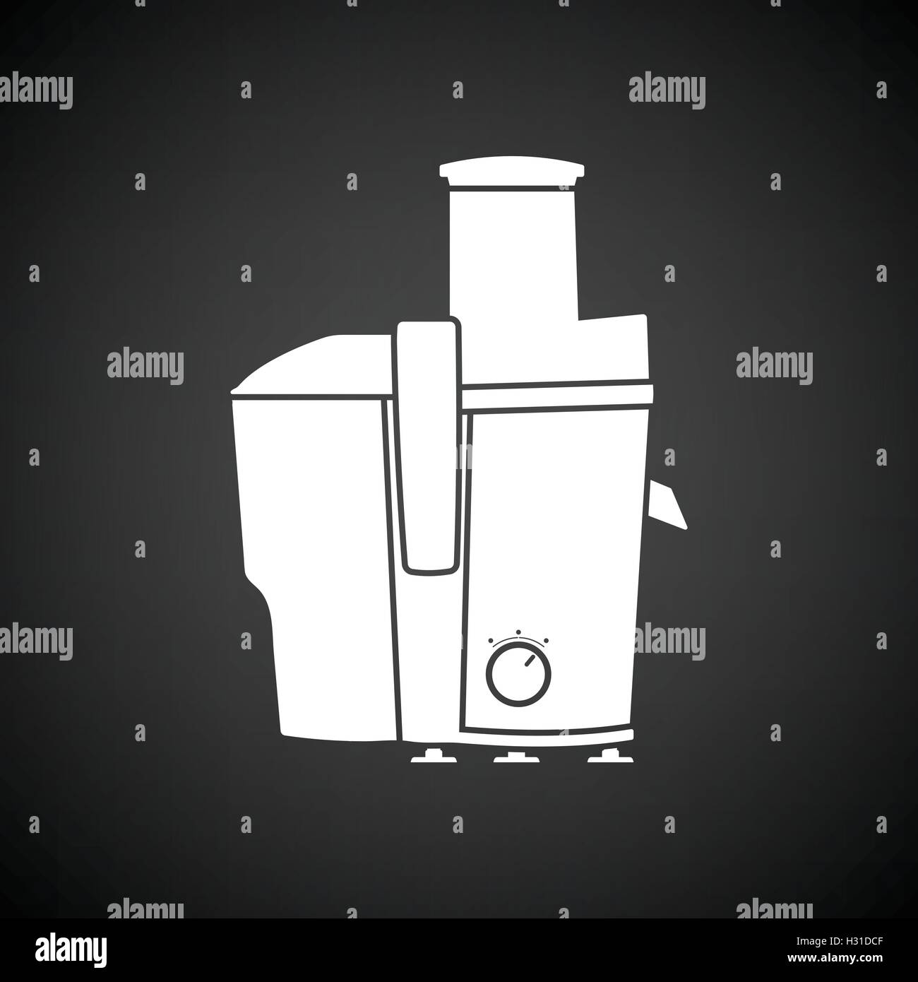 Juicer machine icon. Black background with white. Vector illustration ...